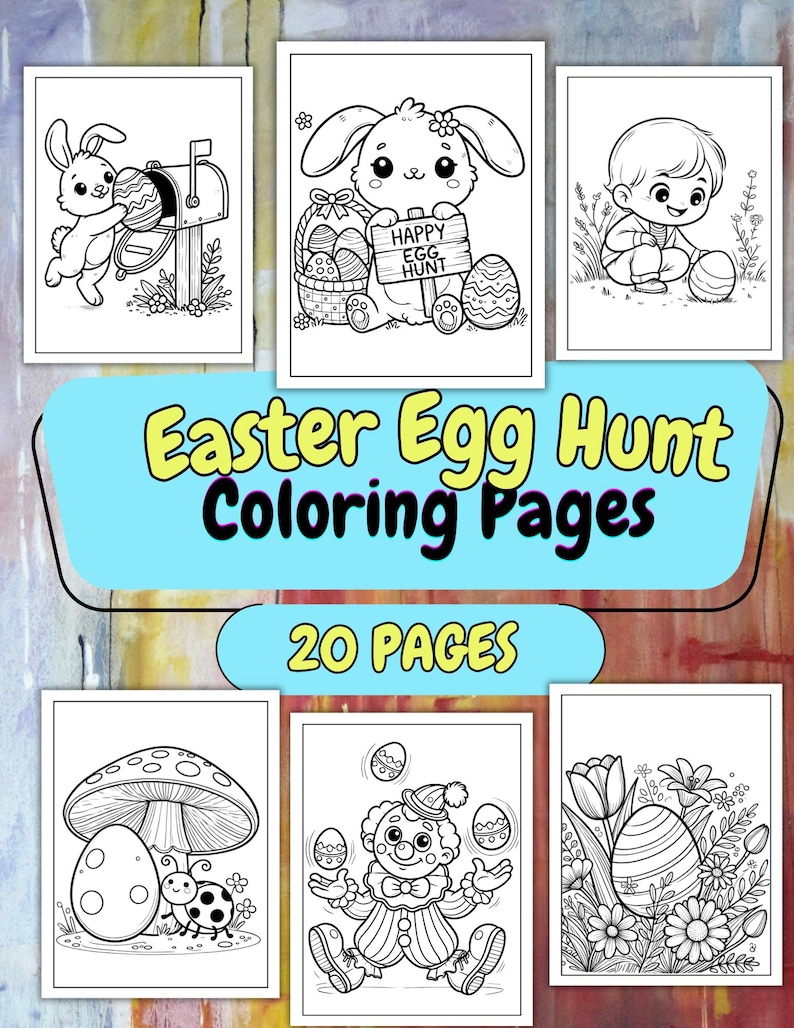Easter Egg Hunt Coloring Pages for Kids 20 Fun Printable Sheets Easter ...