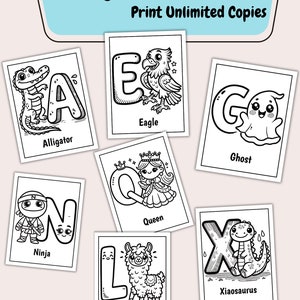 26 Kids ABC Alphabet Coloring Book Pages Cute Coloring Page Design for ...
