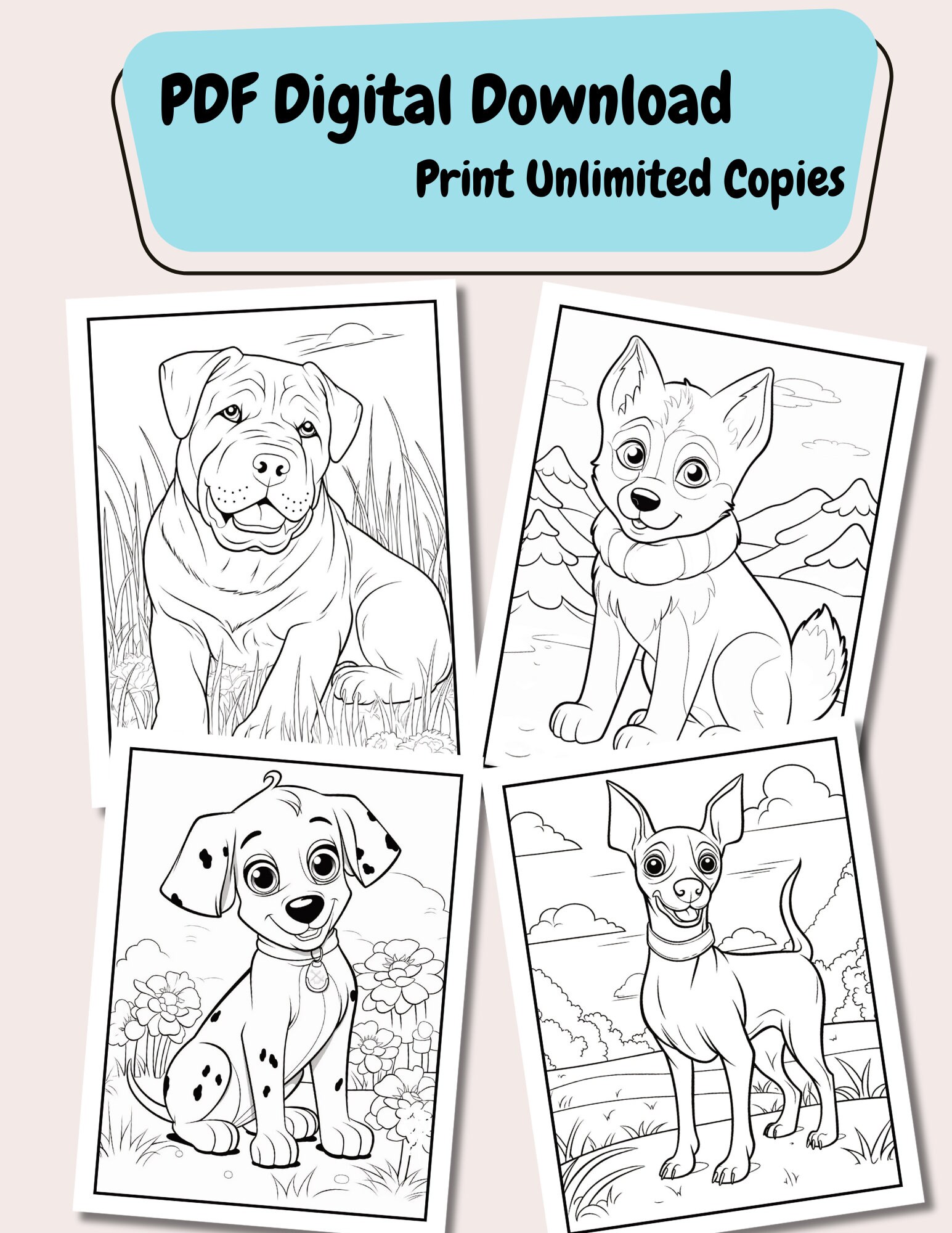 Cute Dog Kids Coloring Pages for Doggy Lovers Coloring Book Page for ...