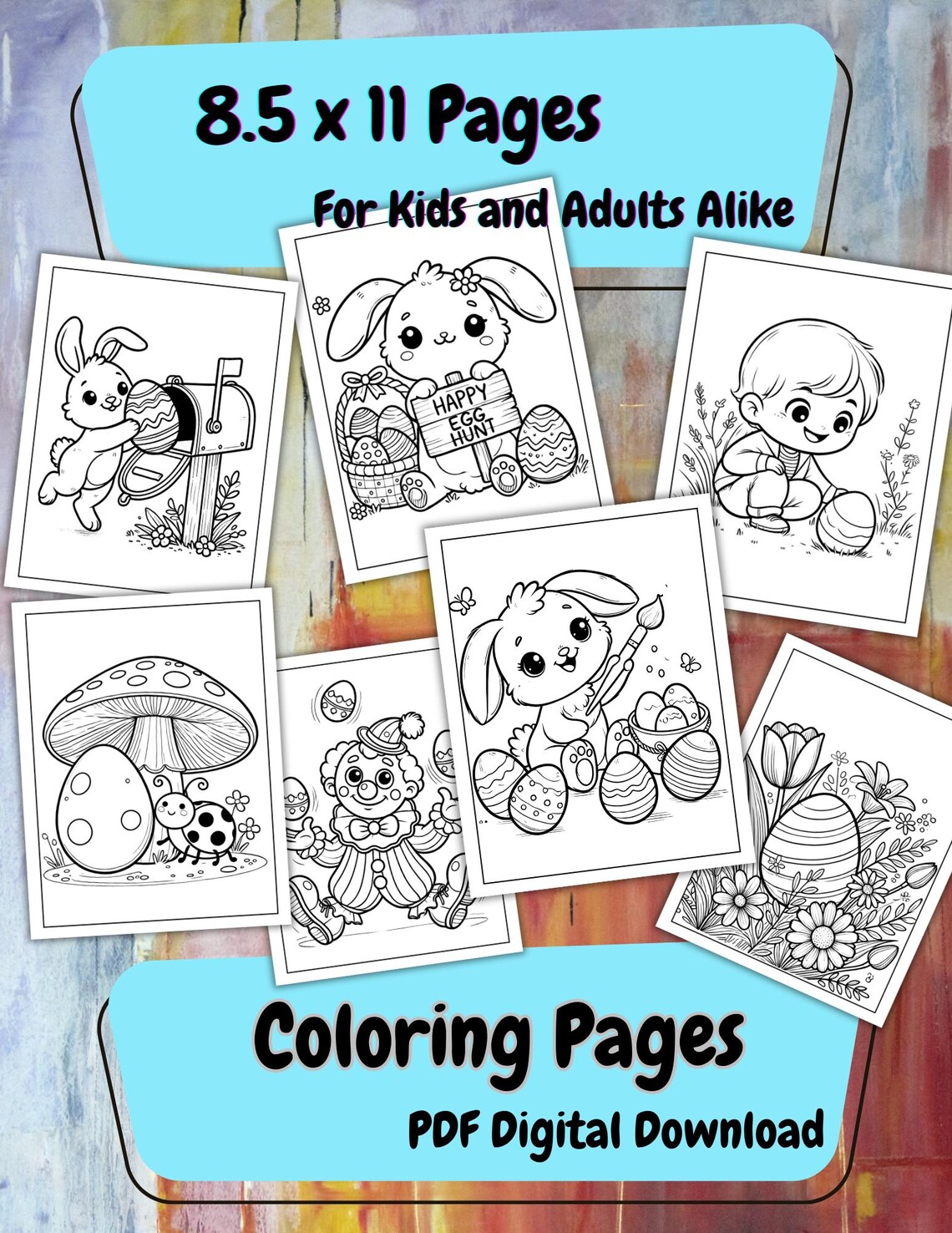 Easter Egg Hunt Coloring Pages for Kids 20 Fun Printable Sheets Easter ...