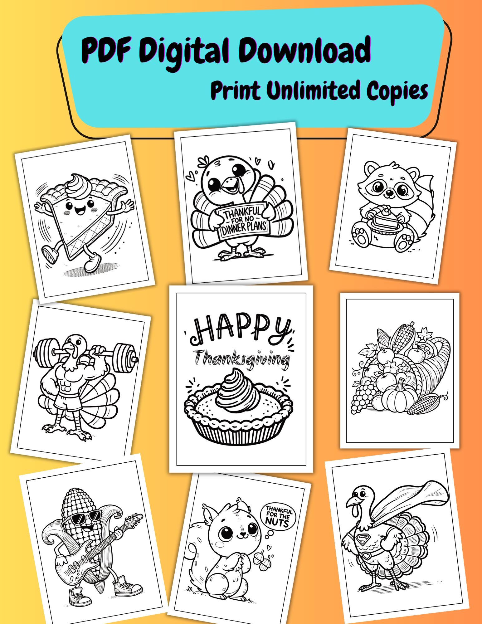 Thanksgiving Coloring Pages for Kids & Adults 21 Fun Printable Designs ...