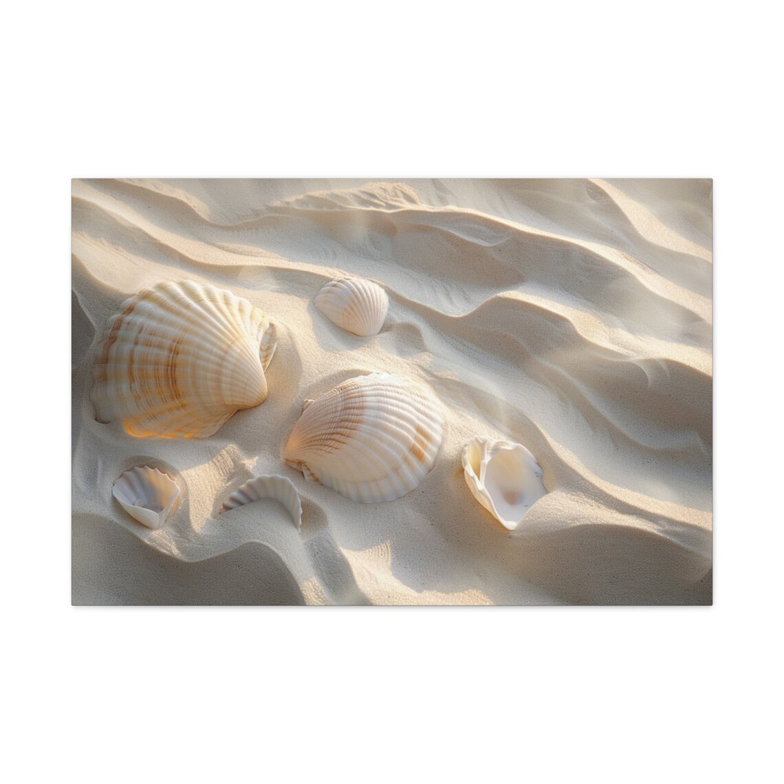 Clam Shells in the Sand Wall Art Canvas Ocean Inspired Seashell Beach ...