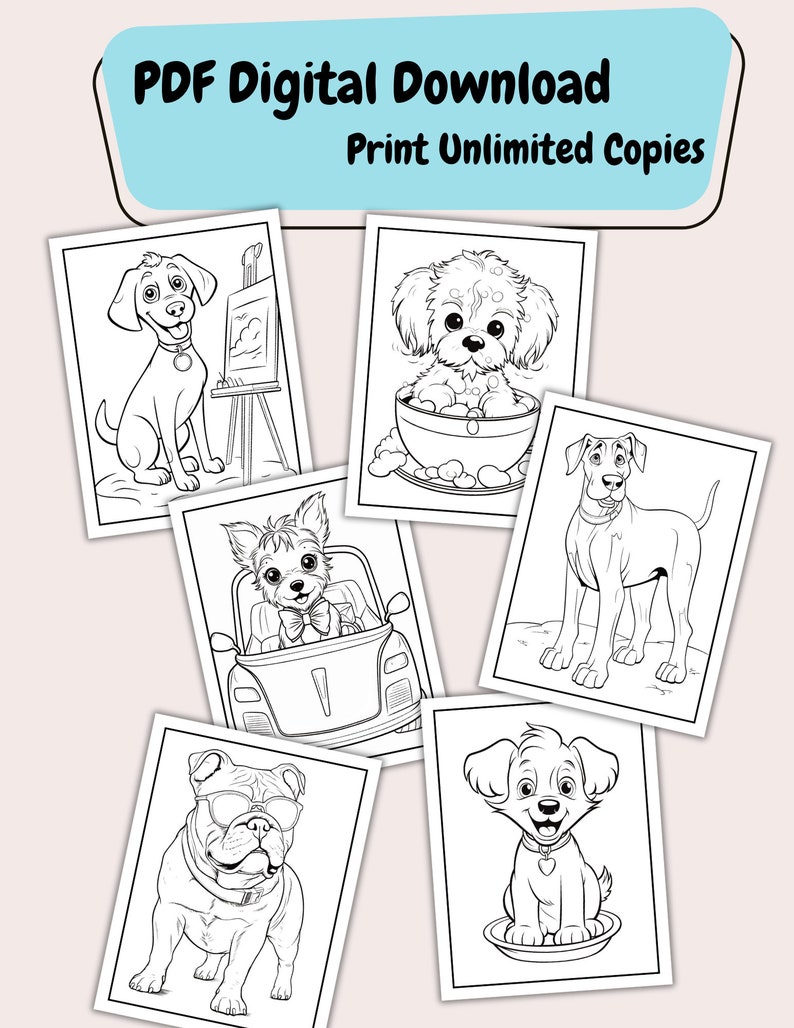 26 Dog Coloring Book Pages for Kids Teens Adults Printable Coloring ...