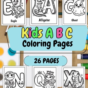 26 Kids ABC Alphabet Coloring Book Pages Cute Coloring Page Design for ...