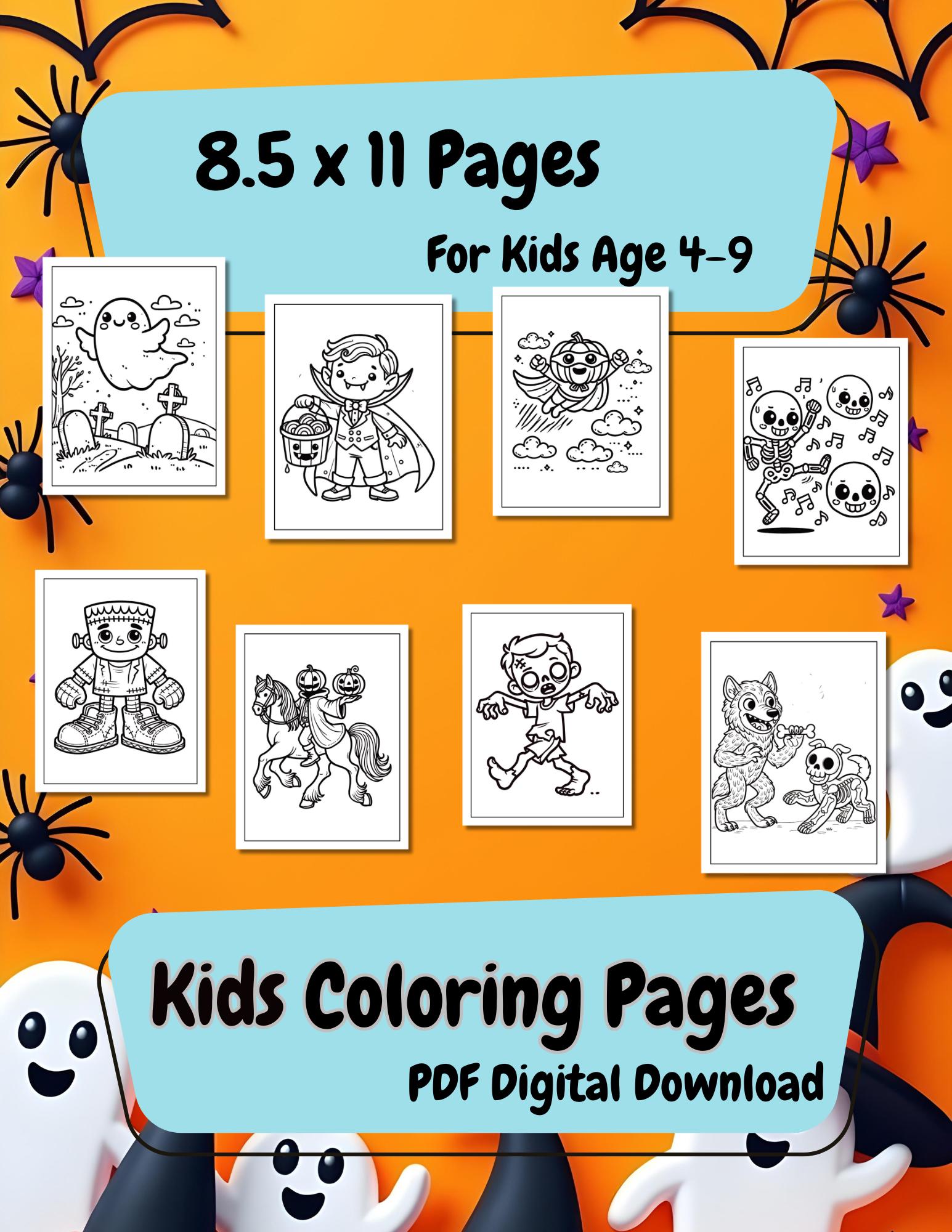 Halloween Coloring Book Pages for Kids Halloween Coloring Page Digital ...
