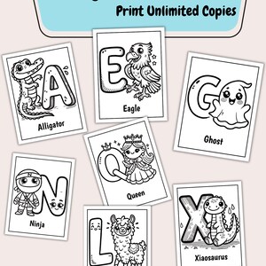 26 Kids ABC Alphabet Coloring Book Pages Cute Coloring Page Design for ...