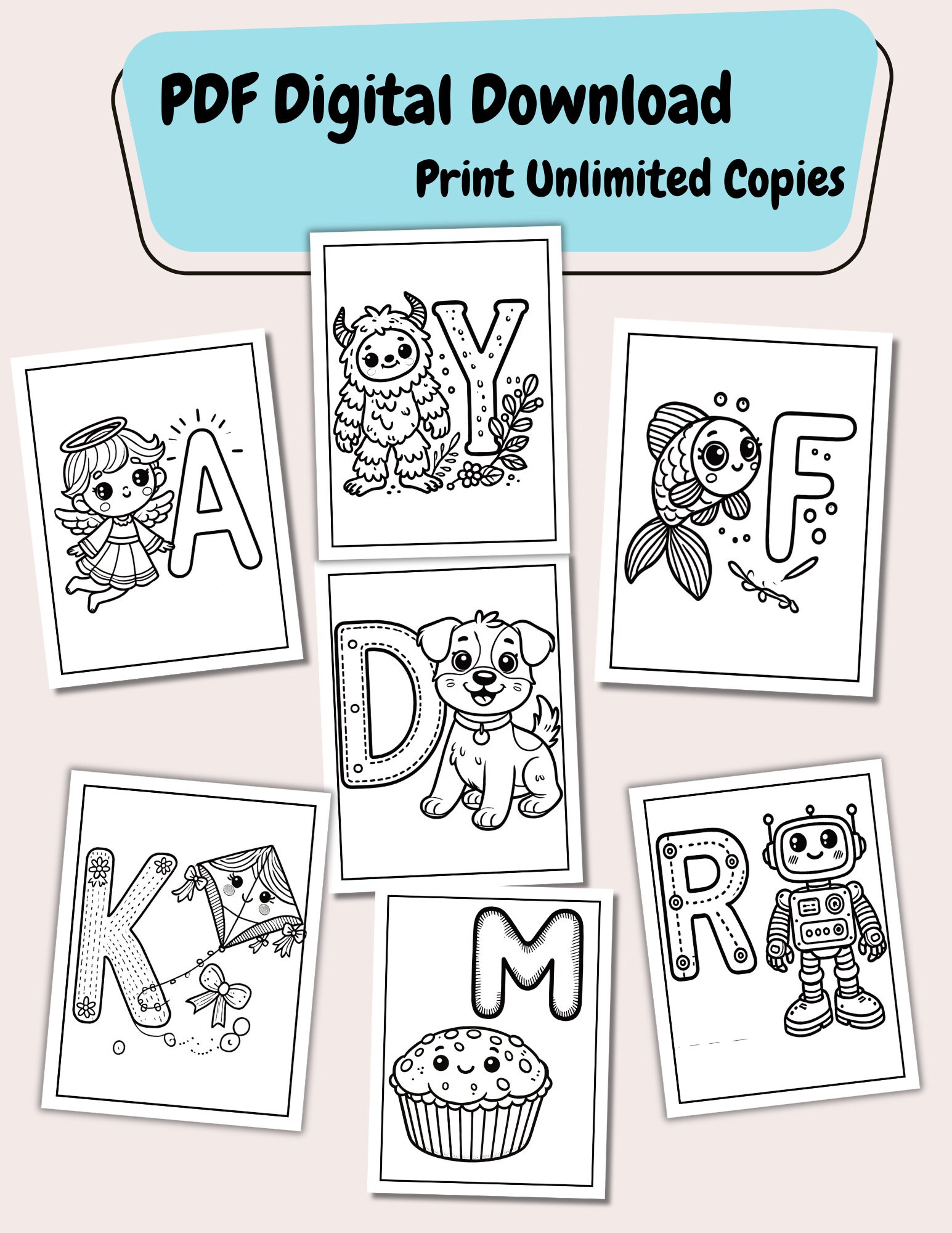 ABC Kids Coloring Book Pages Alphabet Coloring Activity Book Page ...