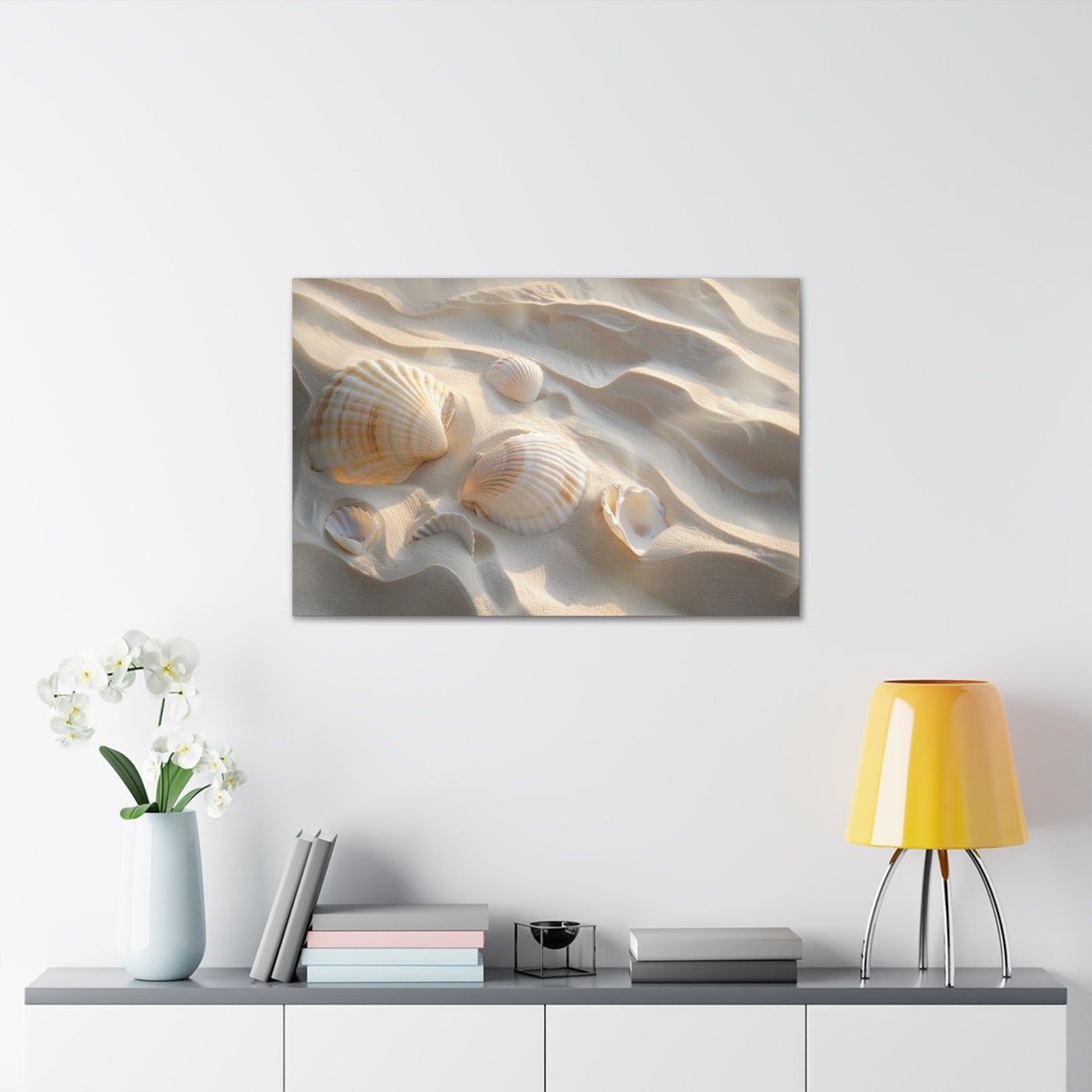 Clam Shells in the Sand Wall Art Canvas Ocean Inspired Seashell Beach ...