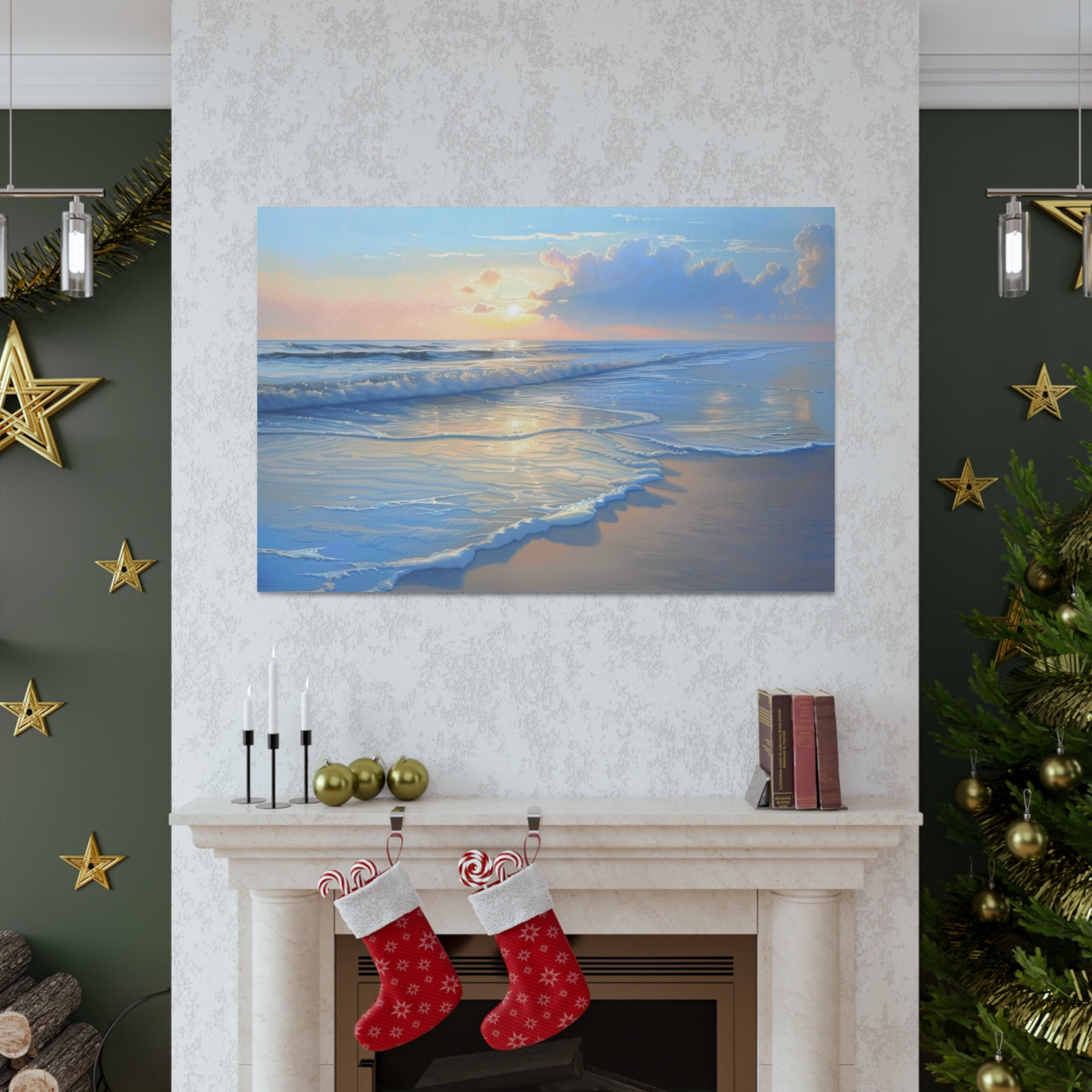 Sunrise Beach Wall Art Ocean Paradise Tropical Sunrise Canvas Coastal ...