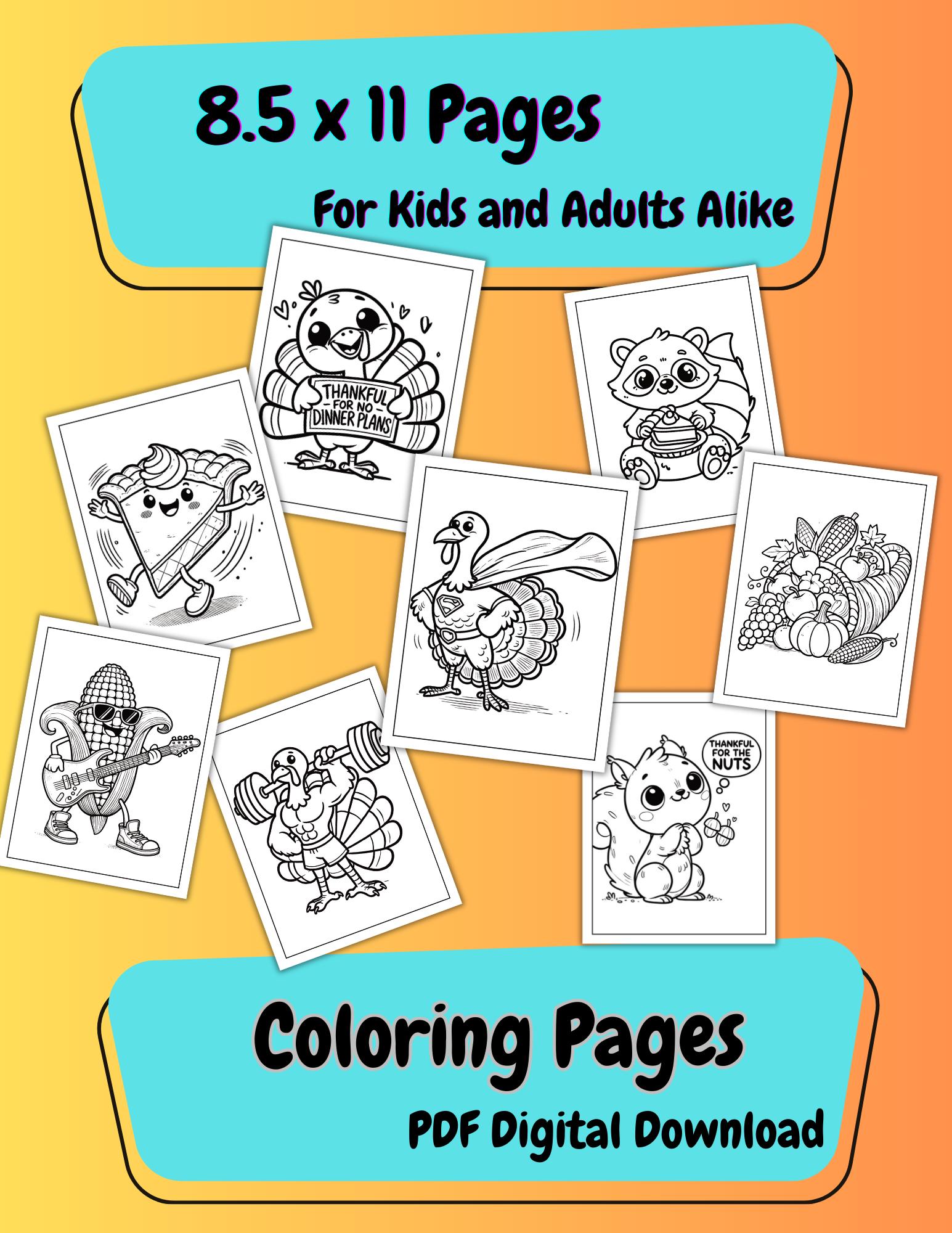 Thanksgiving Coloring Pages for Kids & Adults 21 Fun Printable Designs ...