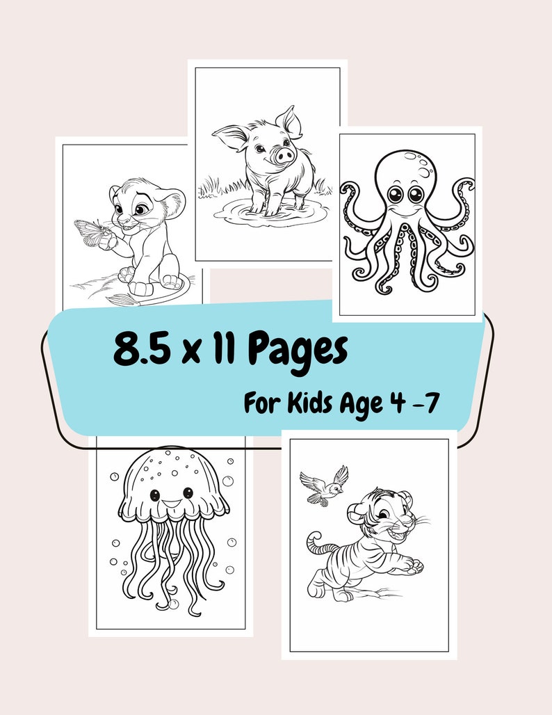 Kids Animal Coloring Book Pages Coloring Book Ages 4-7 Instant Download ...