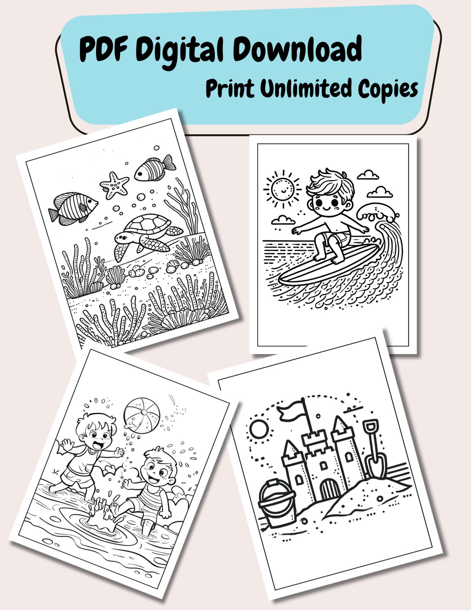 Kids Beach Coloring Pages Kids Activity Coloring Book Pages for Home ...