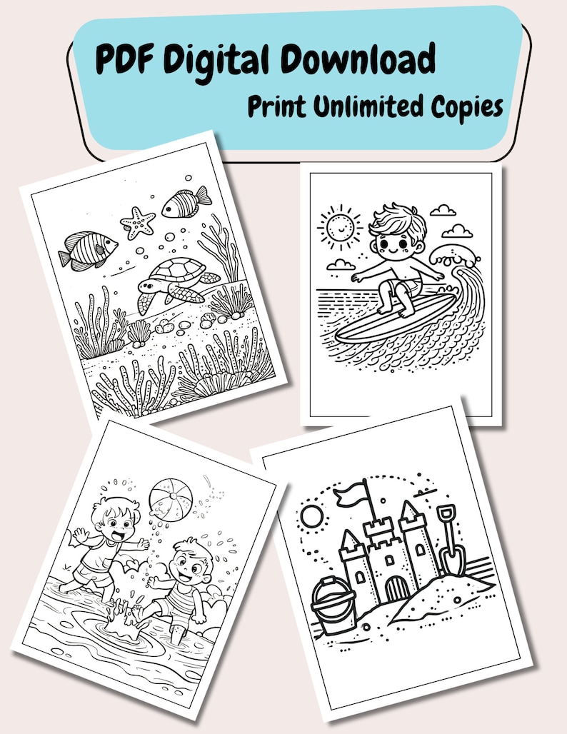 Kids Beach Coloring Pages Kids Activity Coloring Book Pages for Home ...