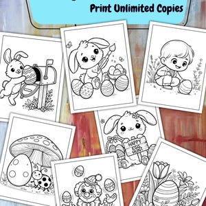 Easter Egg Hunt Coloring Pages for Kids 20 Fun Printable Sheets Easter ...