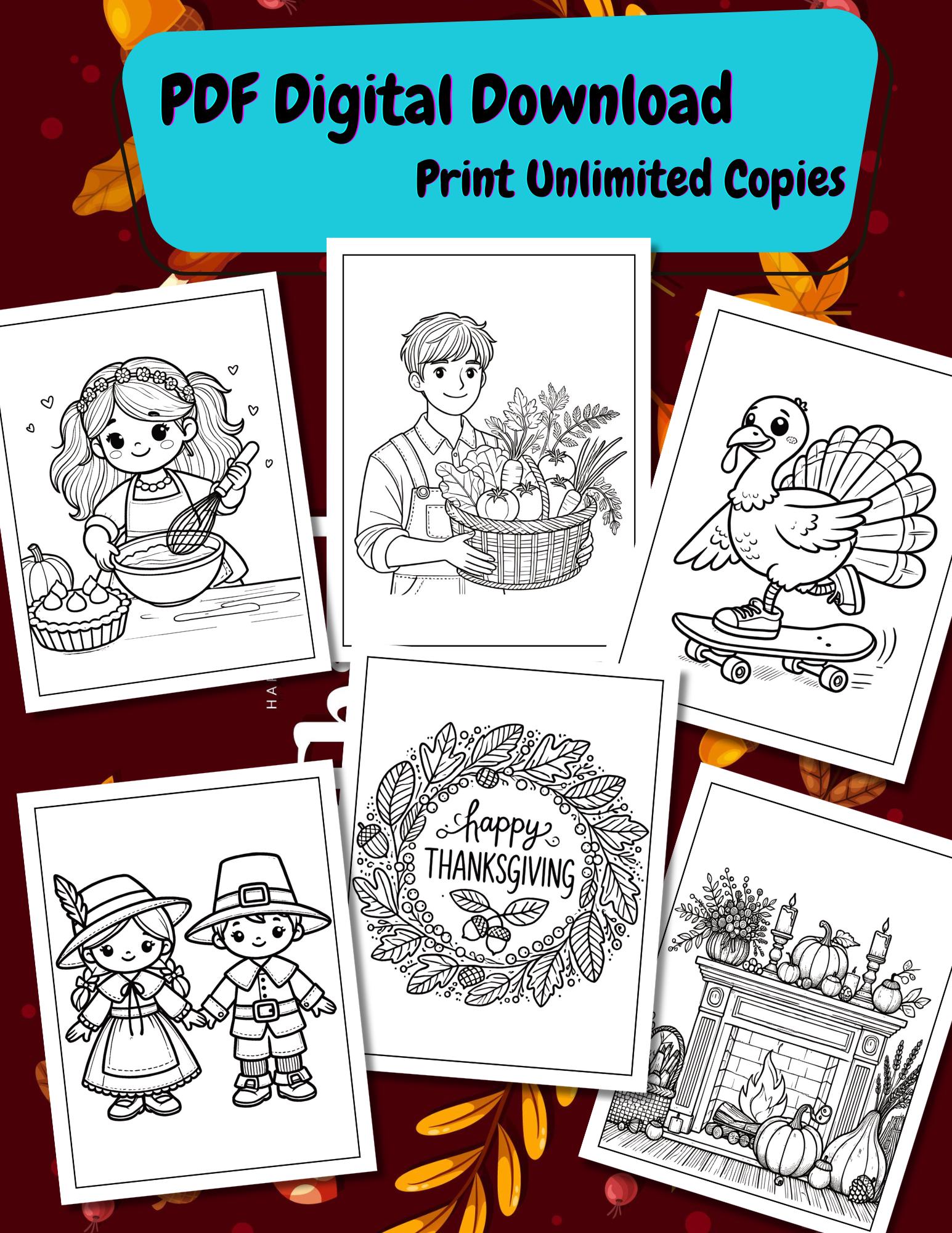 Thanksgiving Coloring Pages Fun and Easy for Kids & Adults Instant ...