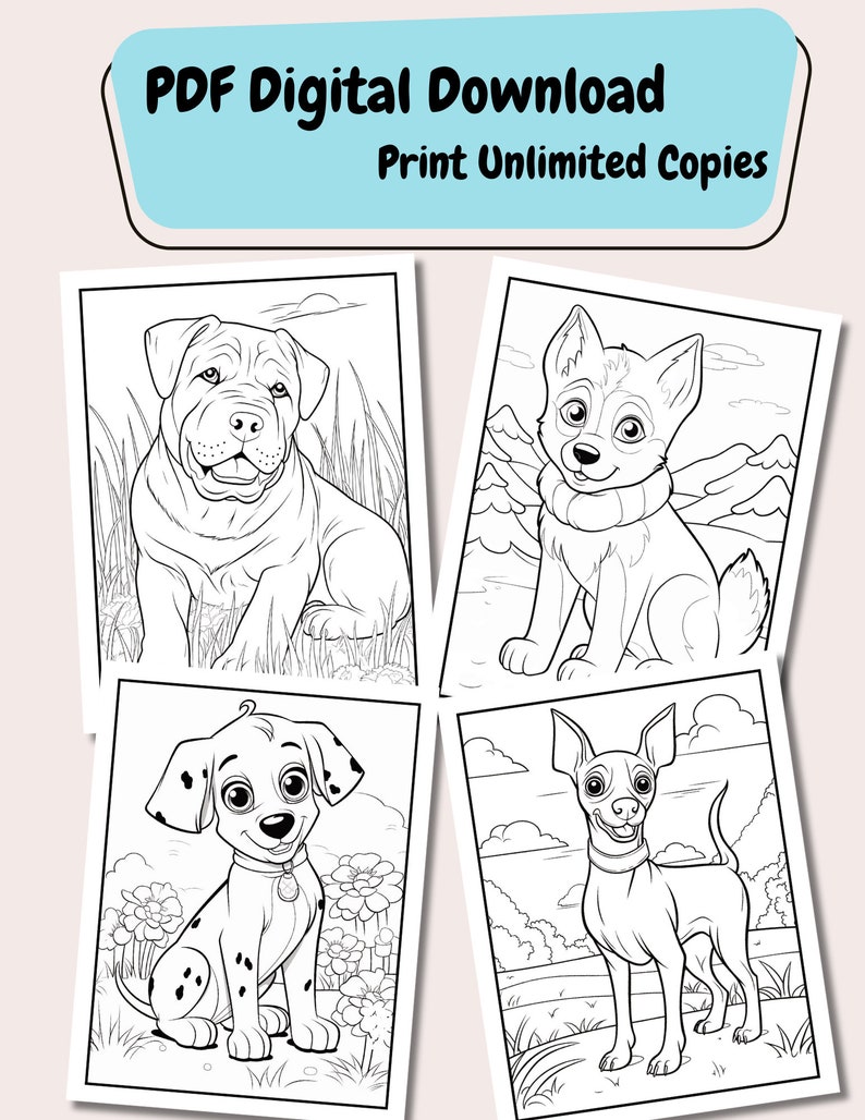 25 Cute Dog Kids Coloring Pages for Doggy Lovers Canine Coloring Book ...