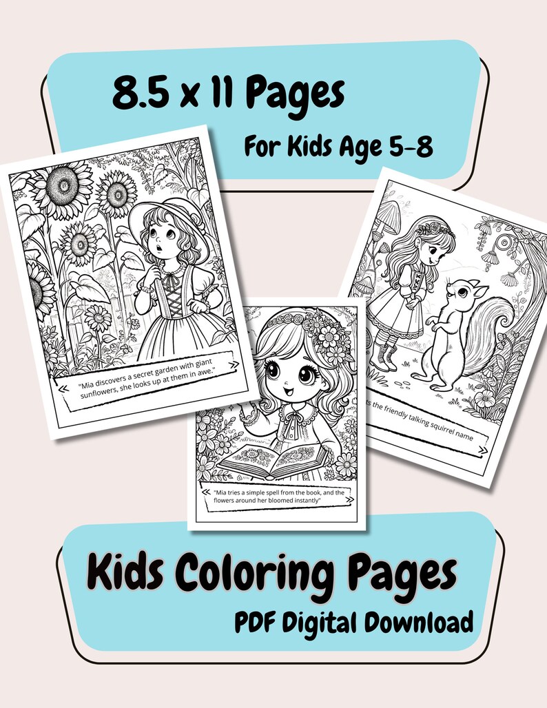 Kids Coloring Pages for Girls 20 Kids Coloring Story Pages Digital ...