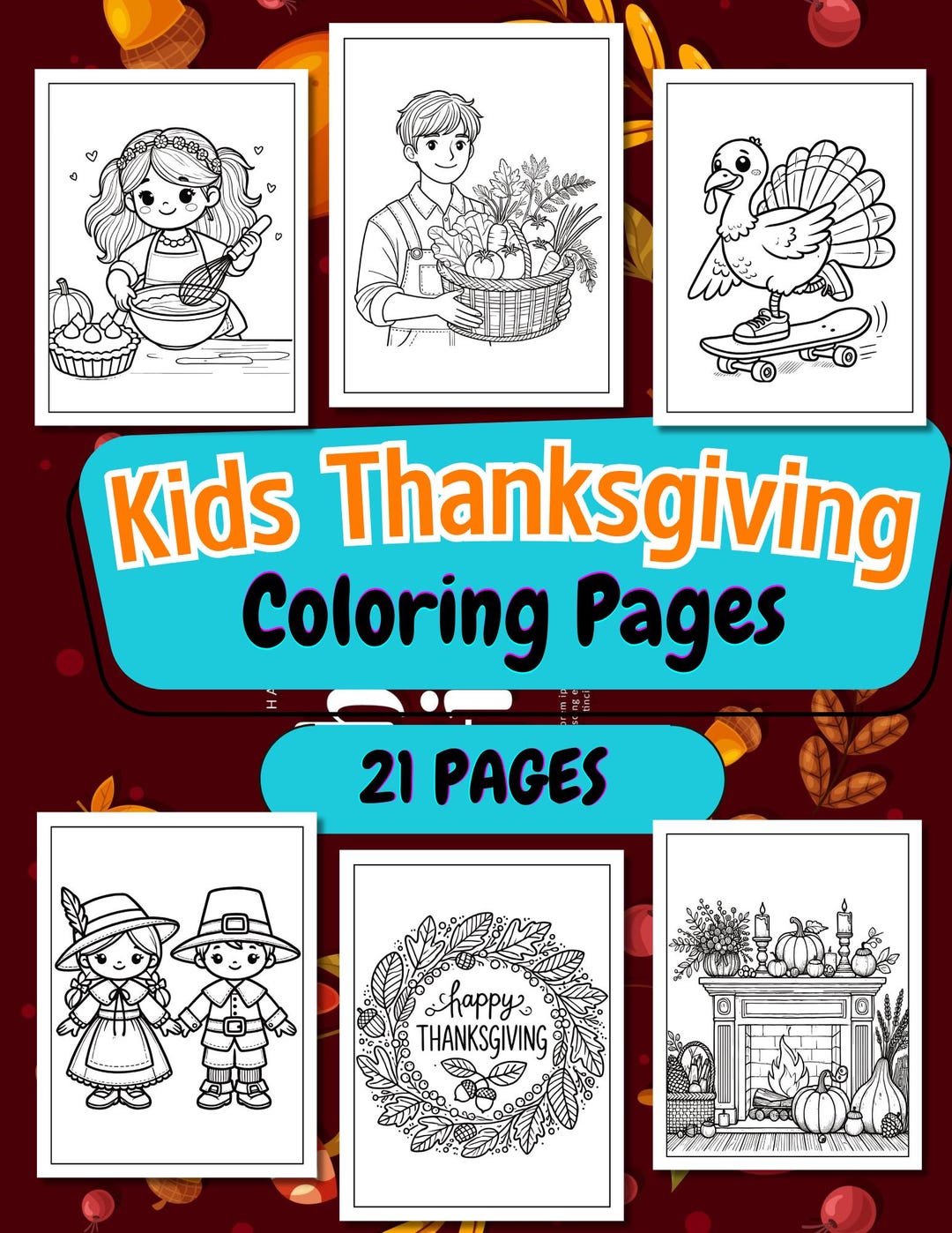 Thanksgiving Coloring Pages Fun and Easy for Kids & Adults Instant ...