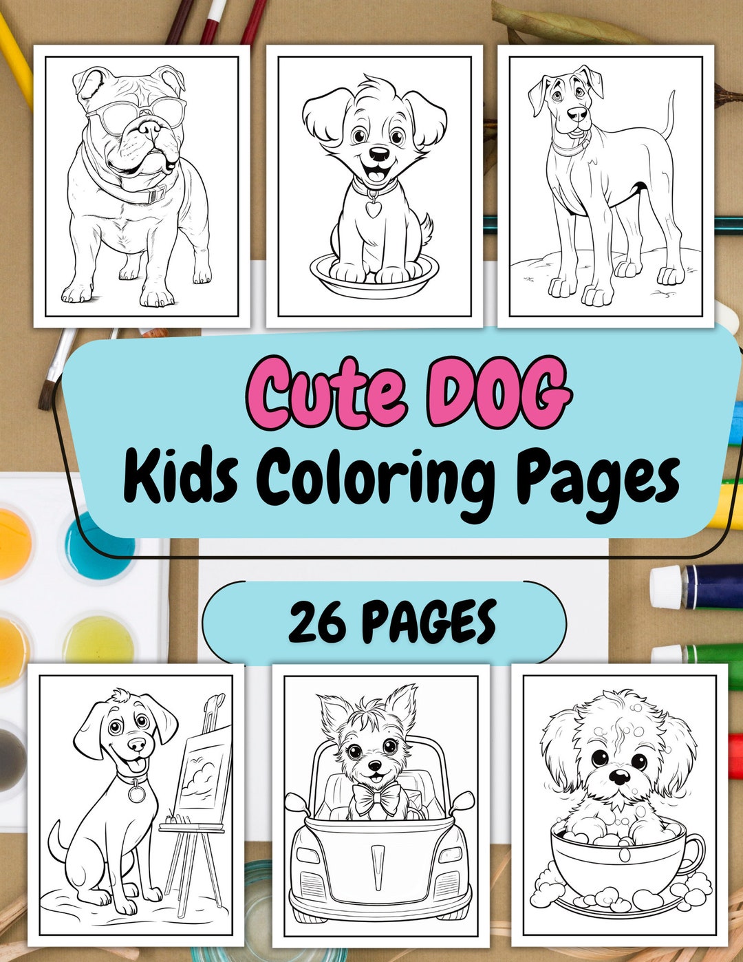 26 Dog Coloring Book Pages for Kids Teens Adults Printable Coloring ...