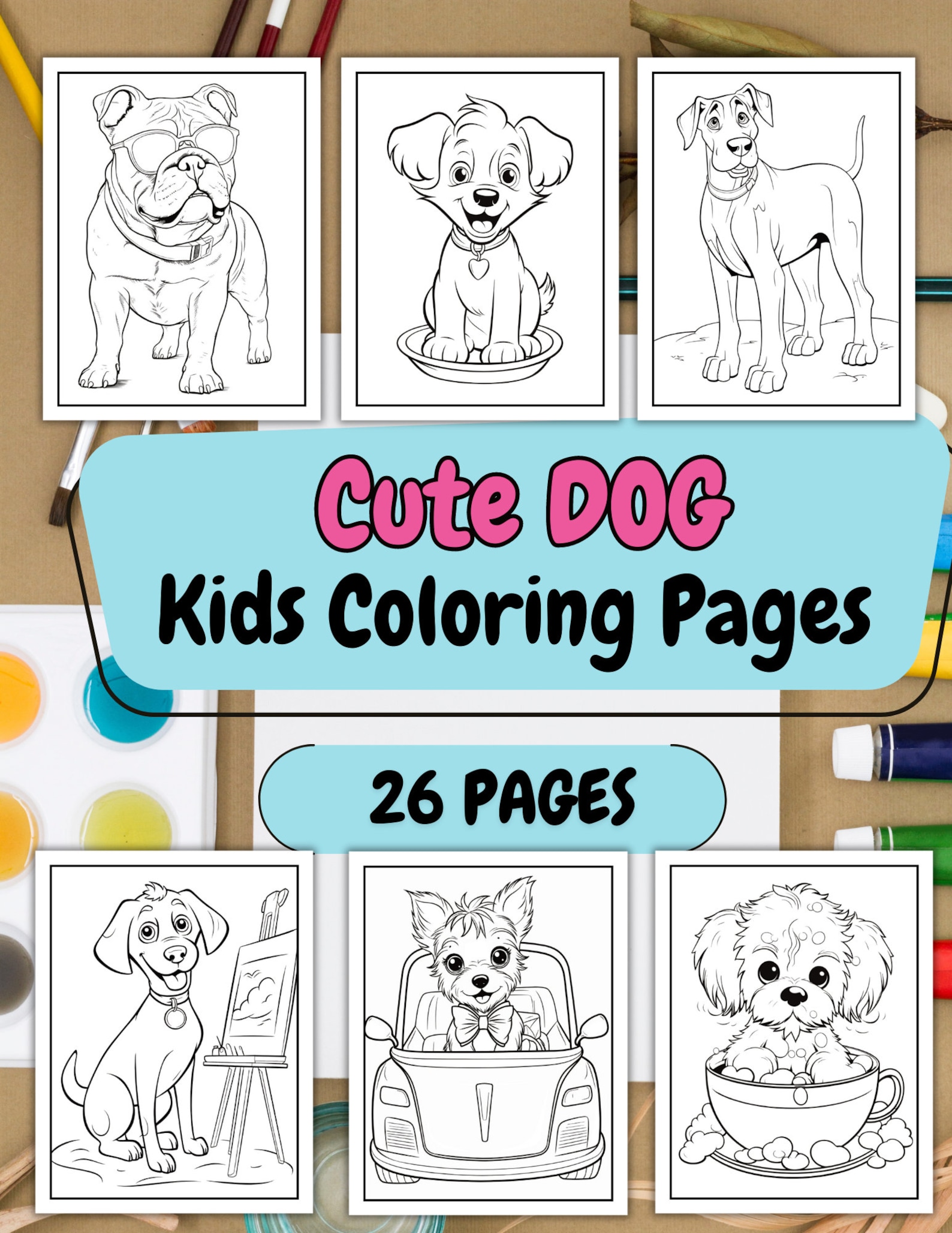 26 Dog Coloring Book Pages for Kids Teens Adults Printable Coloring ...