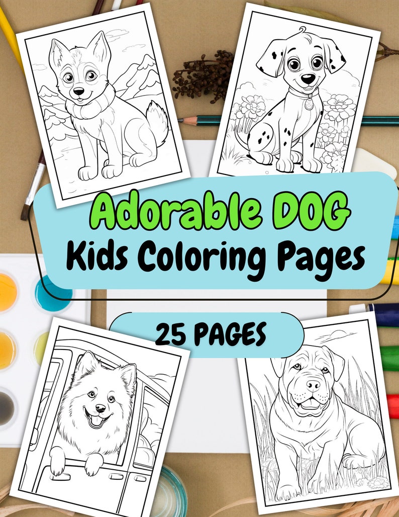 25 Cute Dog Kids Coloring Pages for Doggy Lovers Canine Coloring Book ...