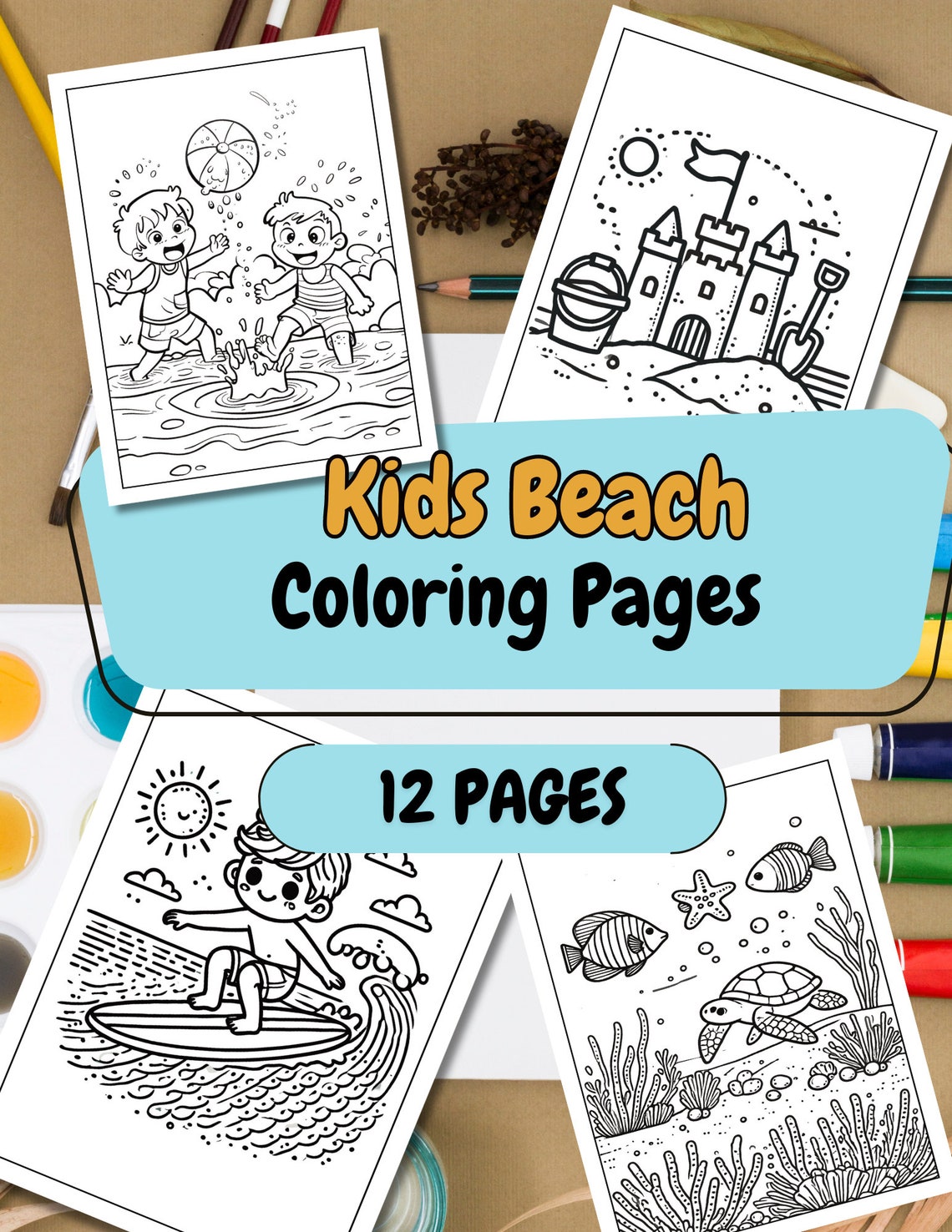 Kids Beach Coloring Pages Kids Activity Coloring Book Pages for Home ...