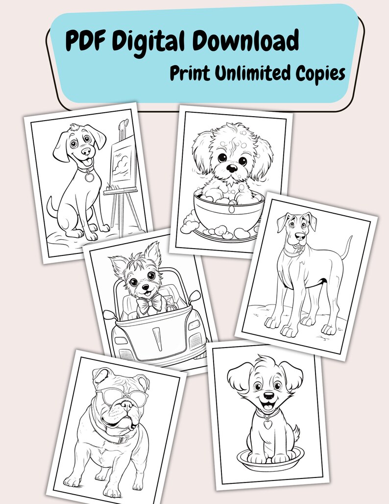 26 Dog Coloring Book Pages for Kids Teens Adults Printable Coloring ...
