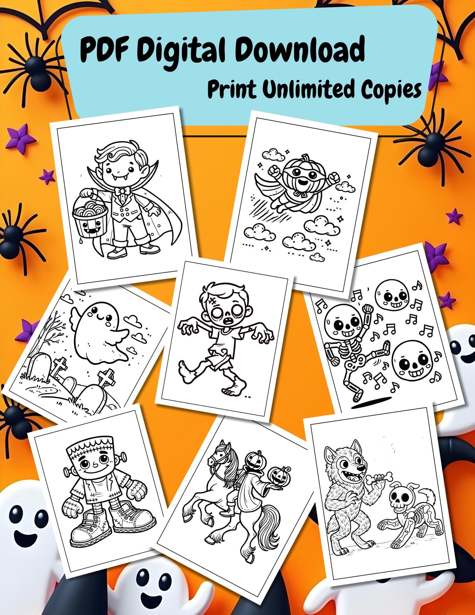 Halloween Coloring Book Pages for Kids Halloween Coloring Page Digital ...