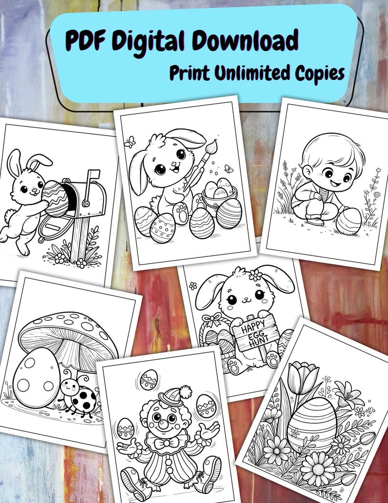 Easter Egg Hunt Coloring Pages for Kids 20 Fun Printable Sheets Easter ...