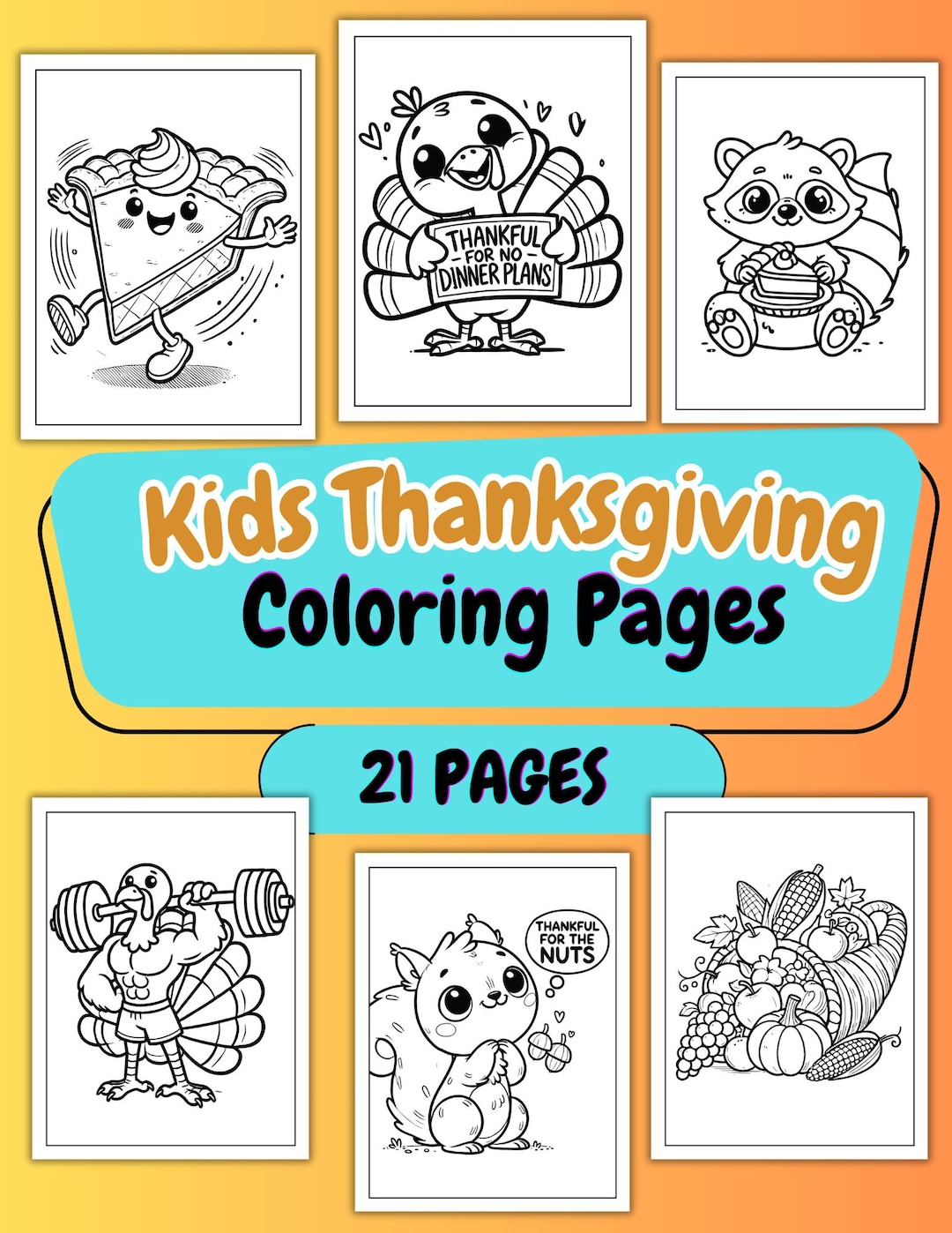 Thanksgiving Coloring Pages for Kids & Adults 21 Fun Printable Designs ...