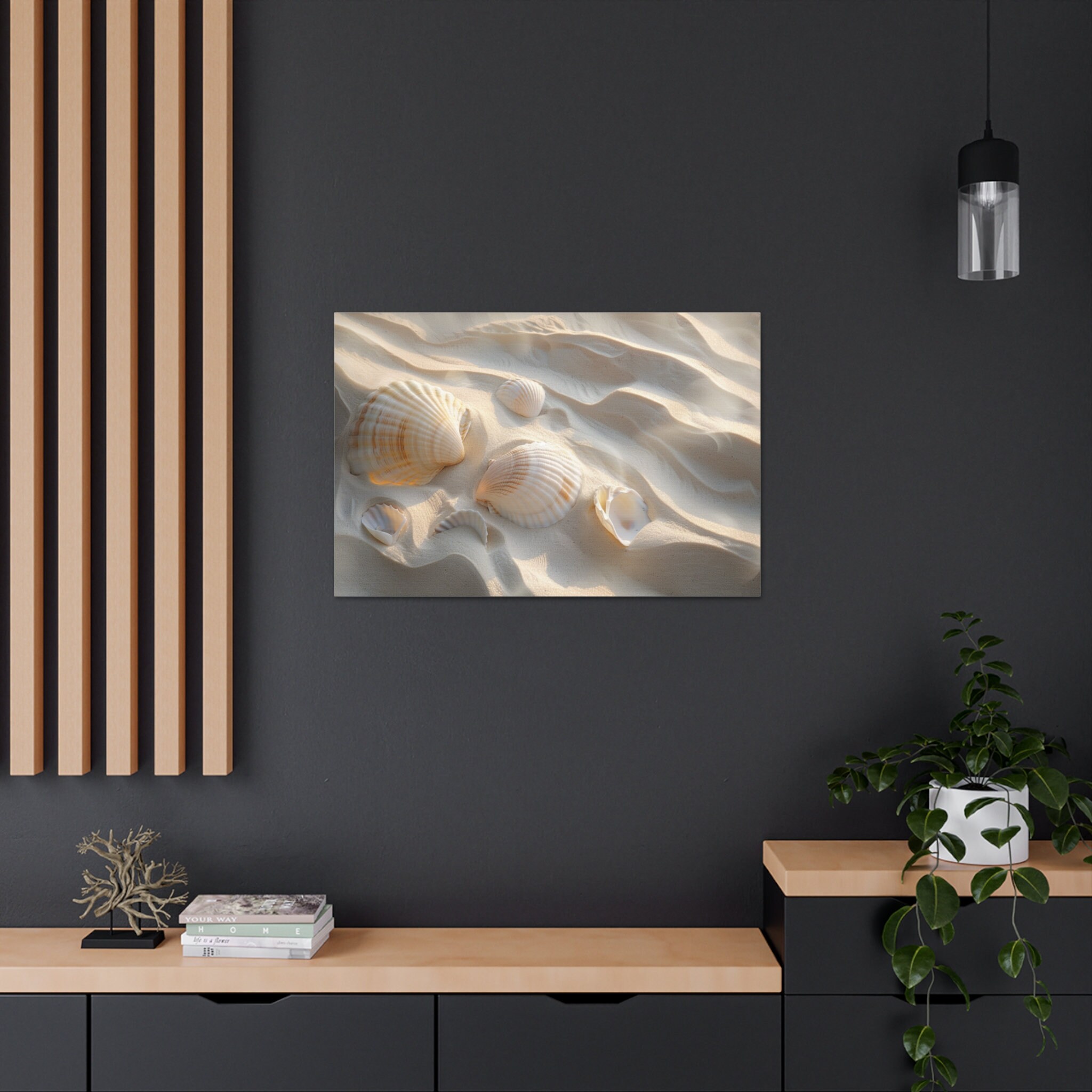 Clam Shells in the Sand Wall Art Canvas Ocean Inspired Seashell Beach ...