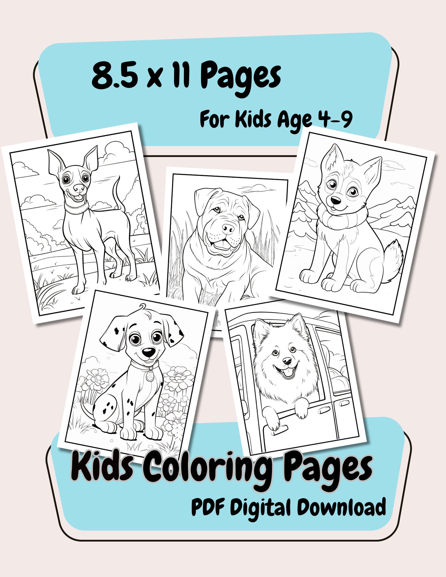 Cute Dog Kids Coloring Pages for Doggy Lovers Coloring Book Page for ...
