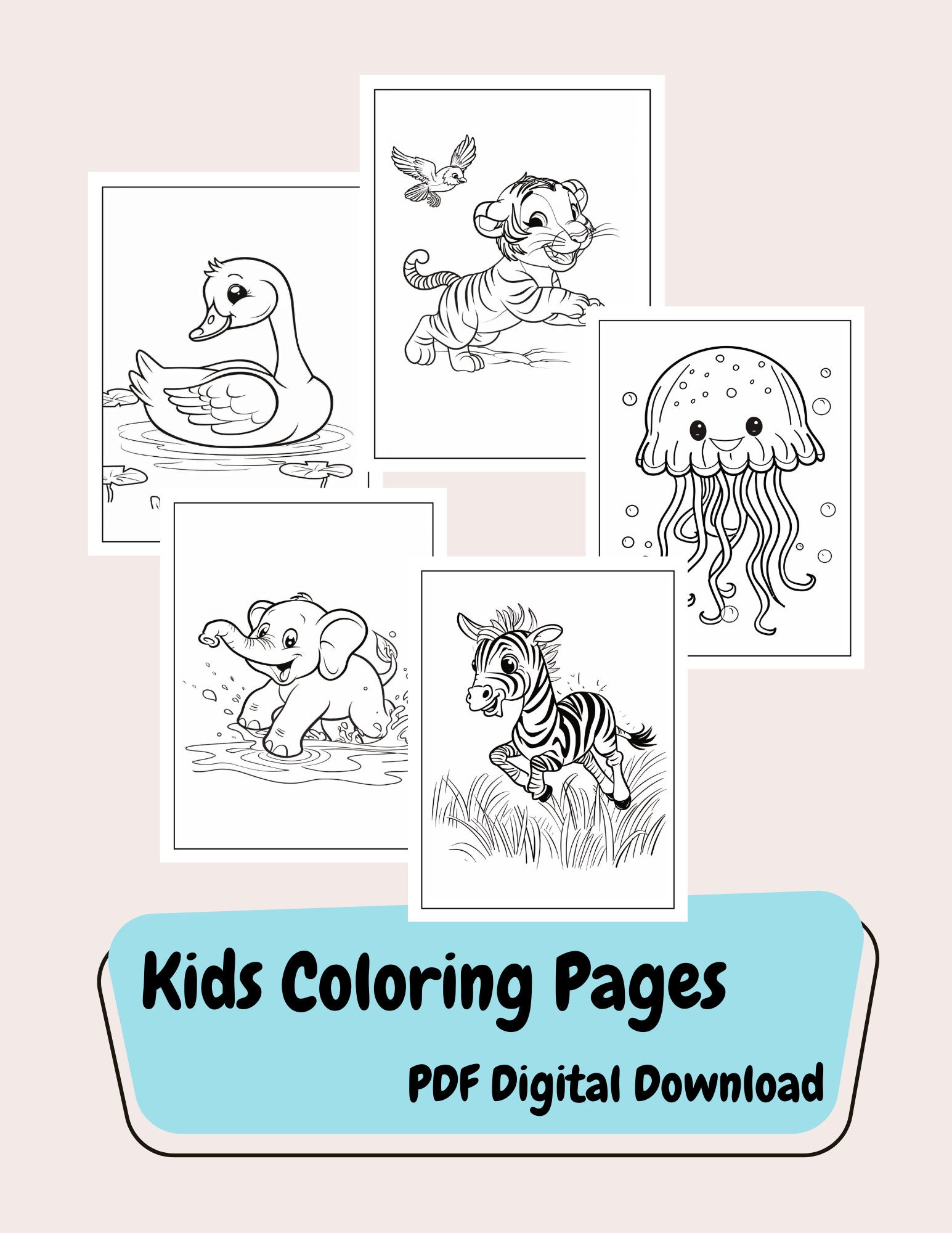 Kids Animal Coloring Book Pages Coloring Book Ages 4-7 Instant Download ...