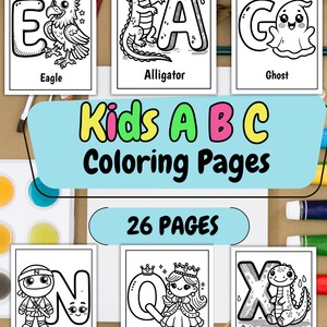 26 Kids ABC Alphabet Coloring Book Pages Cute Coloring Page Design for ...