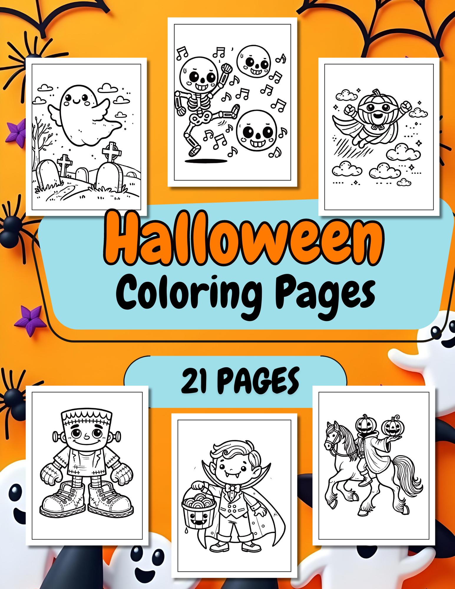 Halloween Coloring Book Pages for Kids Halloween Coloring Page Digital ...