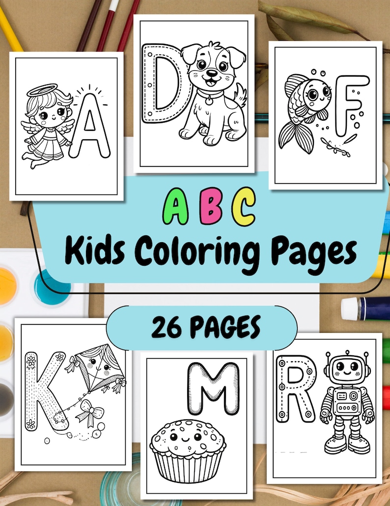 ABC Kids Coloring Book Pages: Alphabet Designs (digital Download) - Etsy