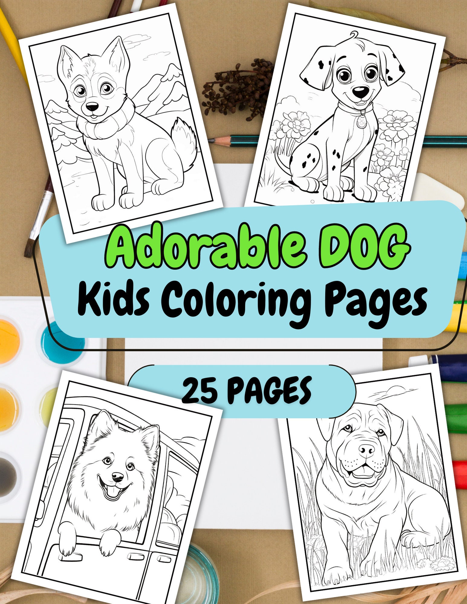 Cute Dog Kids Coloring Pages for Doggy Lovers Coloring Book Page for ...