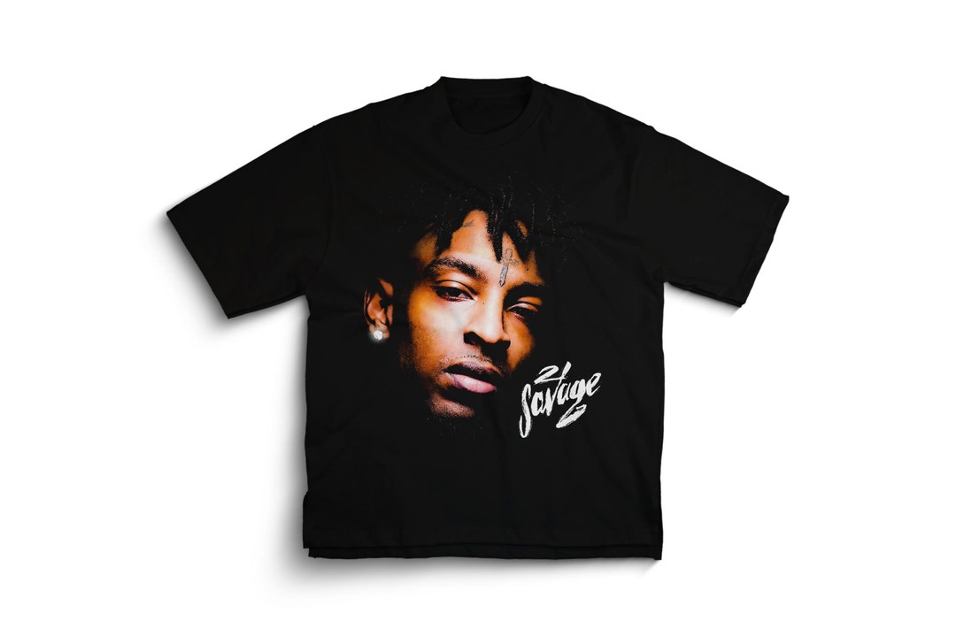 21 SAVAGE Big Face T-shirt High Quality Vintage Hip Hop Music Retro ...