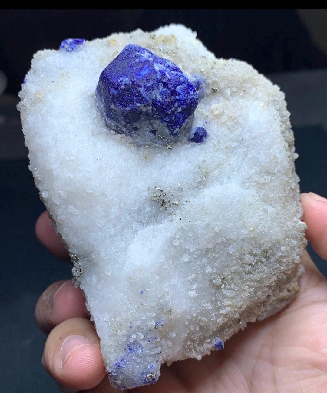 Lazurite Crystal Specimen, Lazurite Crystal on Milky Calcite Matrix ...