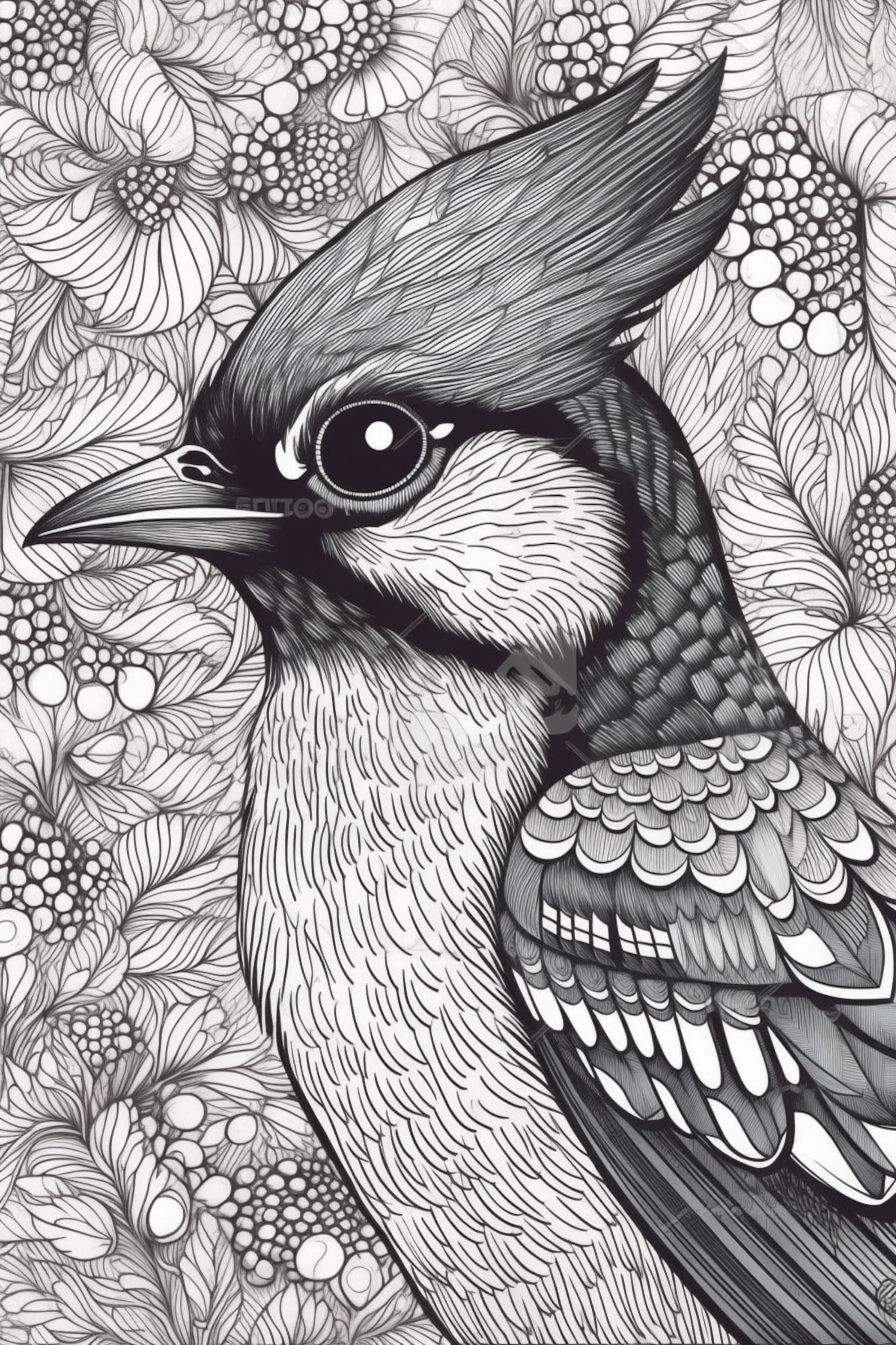 Bird Coloring Pages: Beautiful Birds Adult Coloring Book | 20 Digital ...