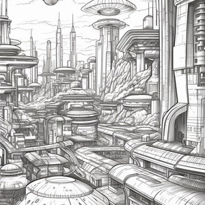 Futuristic City Buildings Coloring Pages, City Coloring Book With ...