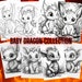 Baby Dragon Fantasy Coloring Bundle Page Book, Adults + Kids- Instant ...