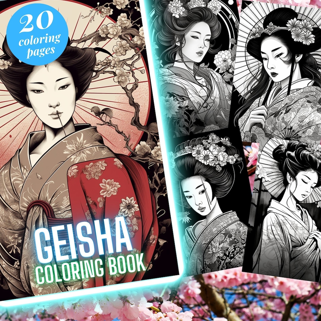 20 Japanese Geisha Digital Coloring Book Traditional Geisha - Etsy