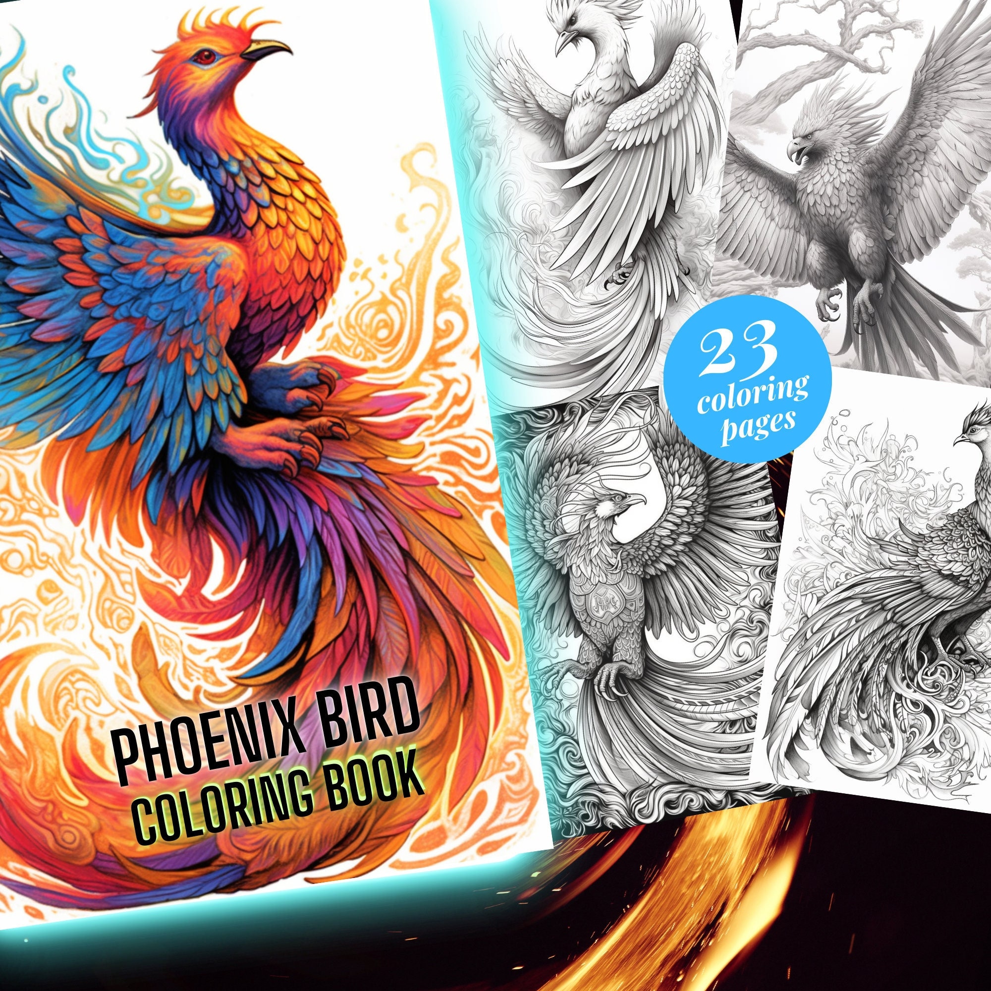 Phoenix - Printable Adult Coloring Page, Phoenix Bird Coloring Pages (coloring Book Pages for ...