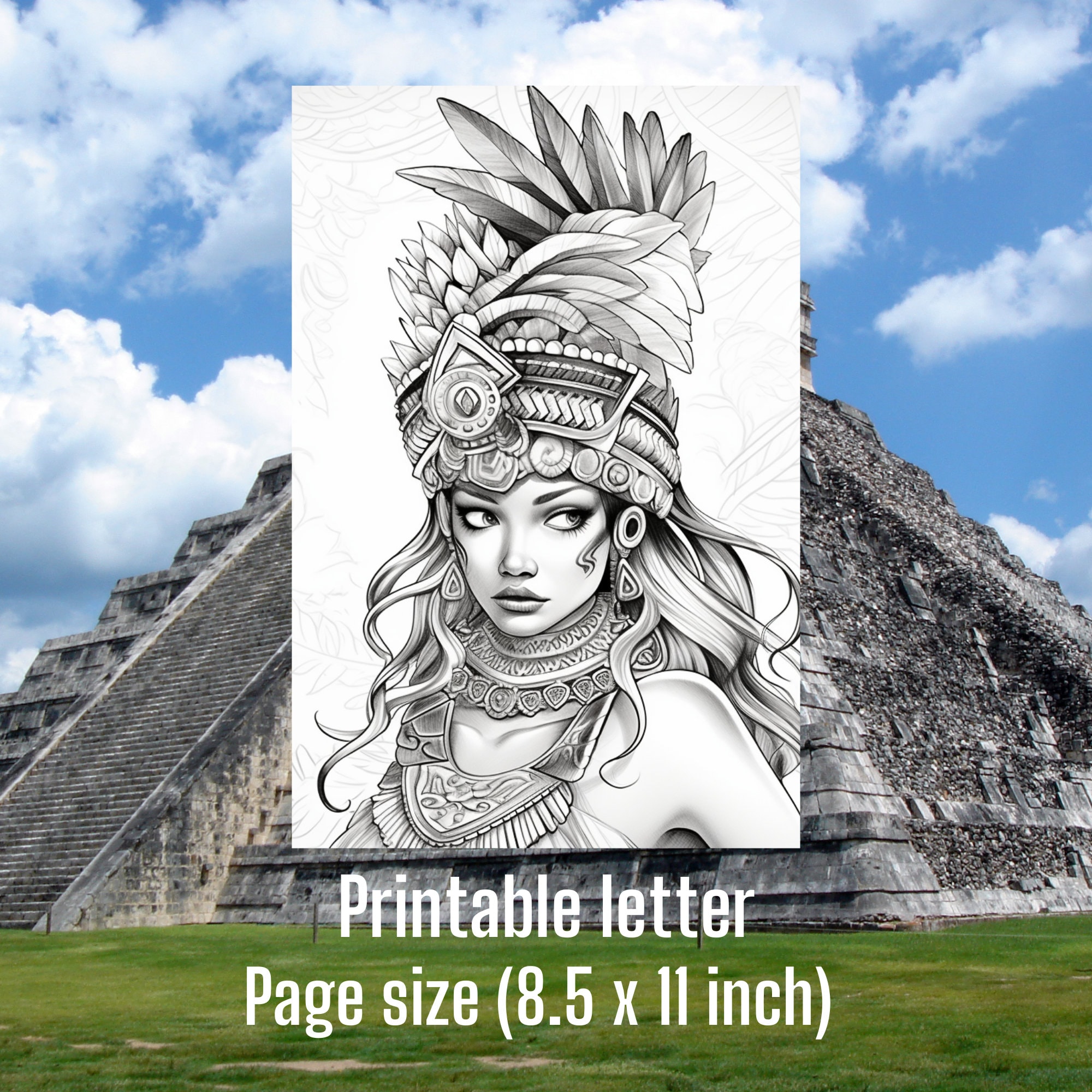 20 Beautiful Aztec Princes Coloring Book-adult Coloring Pages - Etsy