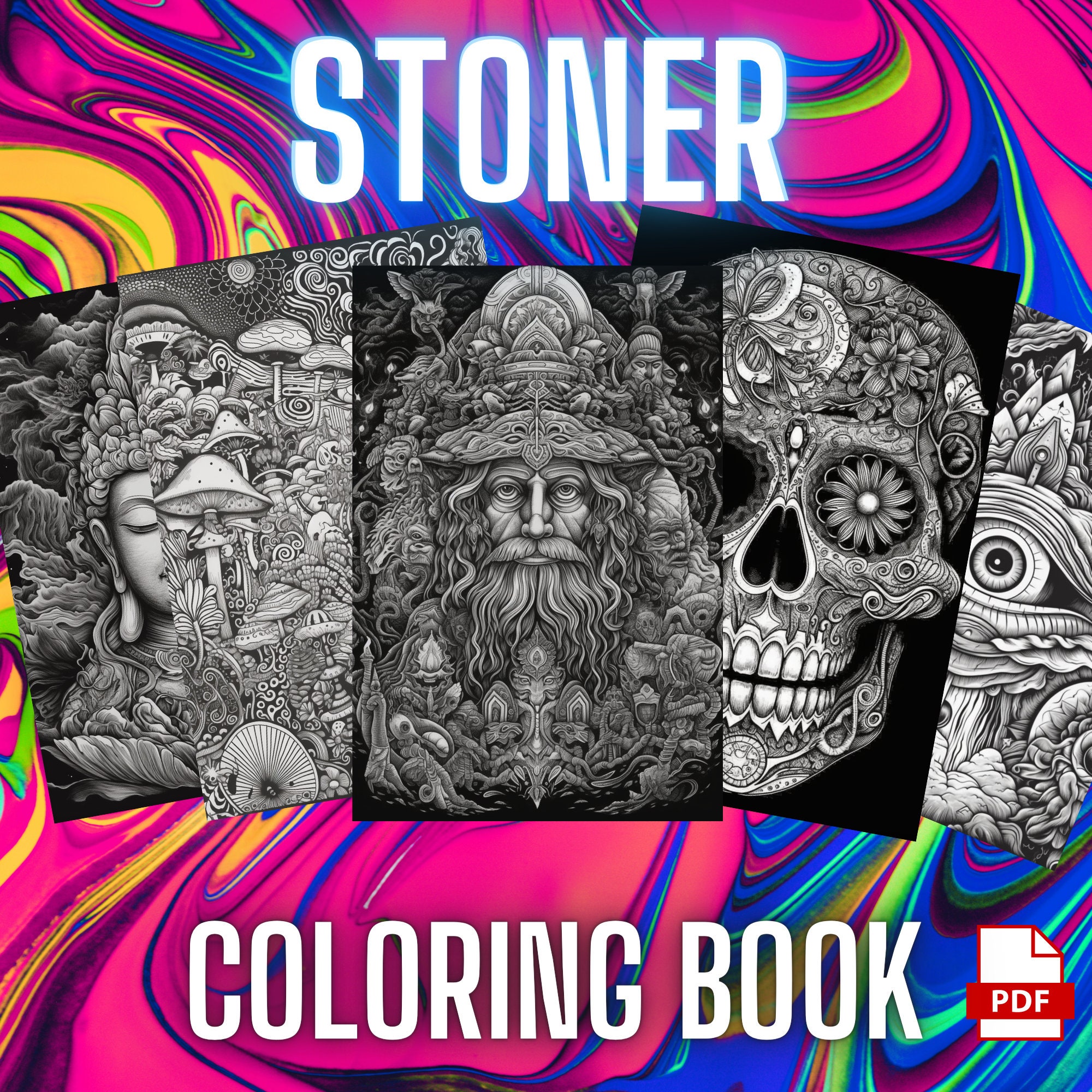 Stoner Coloring Book 28 Pages Psychedelic Coloring Page, Adults Instant ...