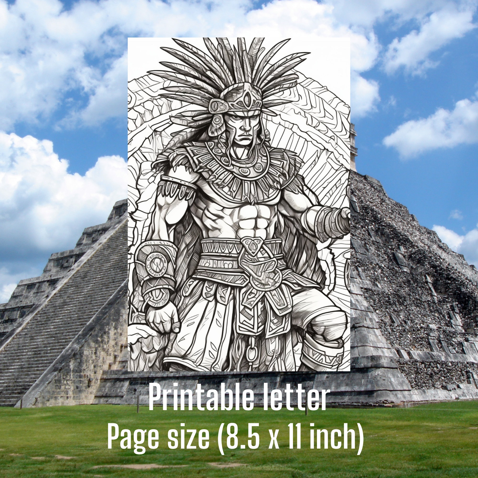20 Aztec Warriors Vol 2 Coloring Book - Adult Coloring Pages, Instant ...
