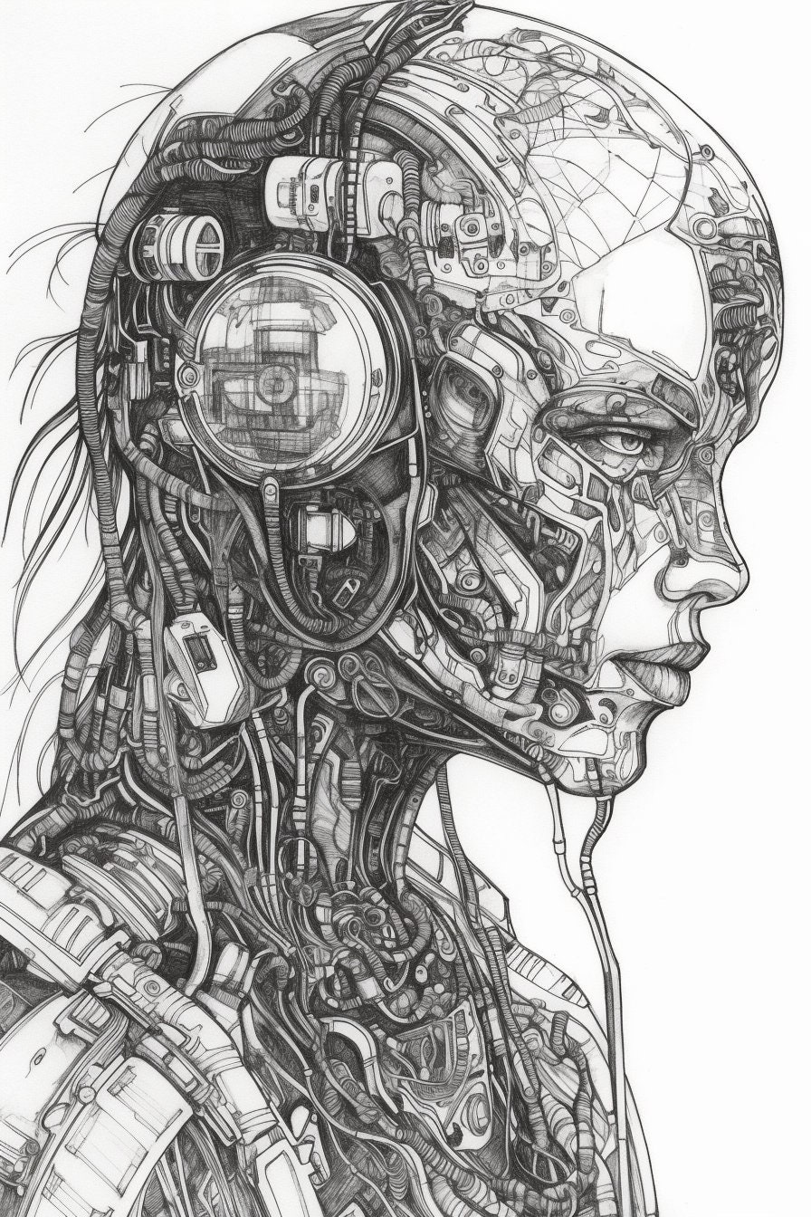 Cyborg Coloring Book - Cyberpunk Coloring Pages, Adults Kids Coloring ...