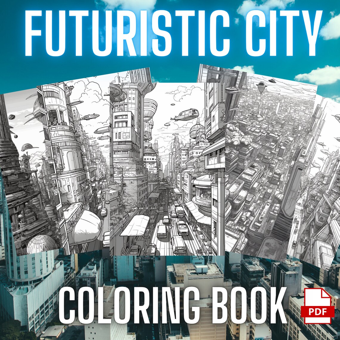Futuristic City Buildings Coloring Pages, City Coloring Book With ...