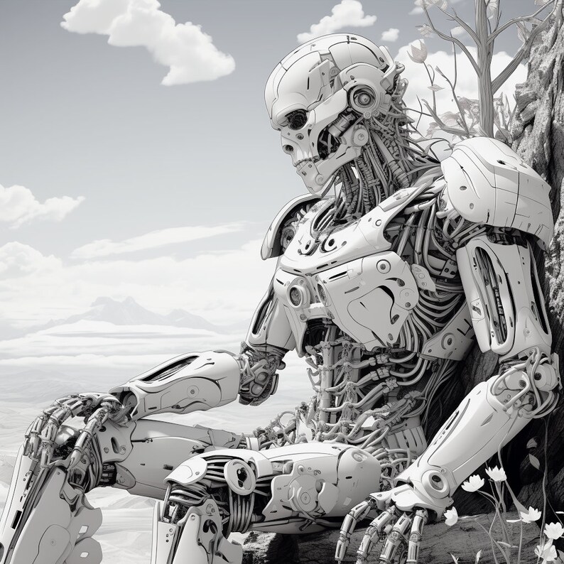 Realistic Cyborg Coloring Book - Cyberpunk Coloring Pages, Adults ...